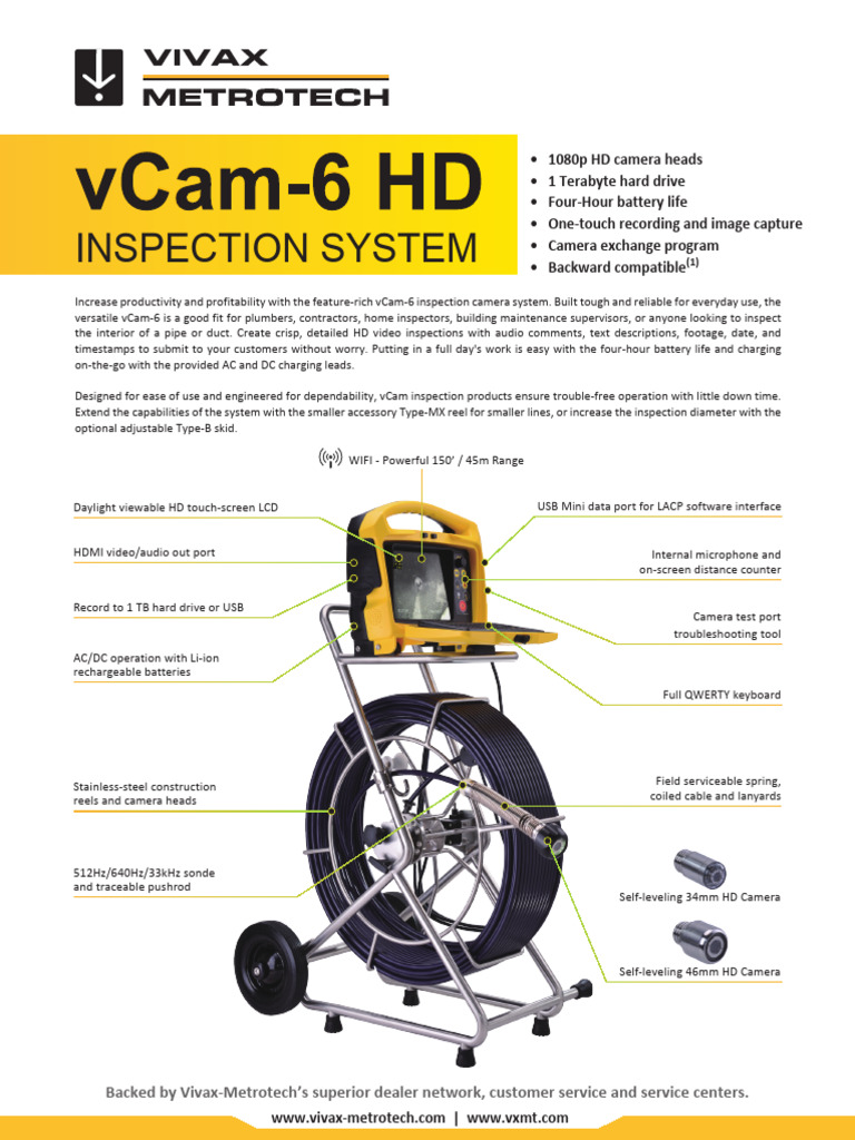 VCam 6 HD Inspection System Sales Sheet VXMT Eng V1.5 8.5x11inch ...