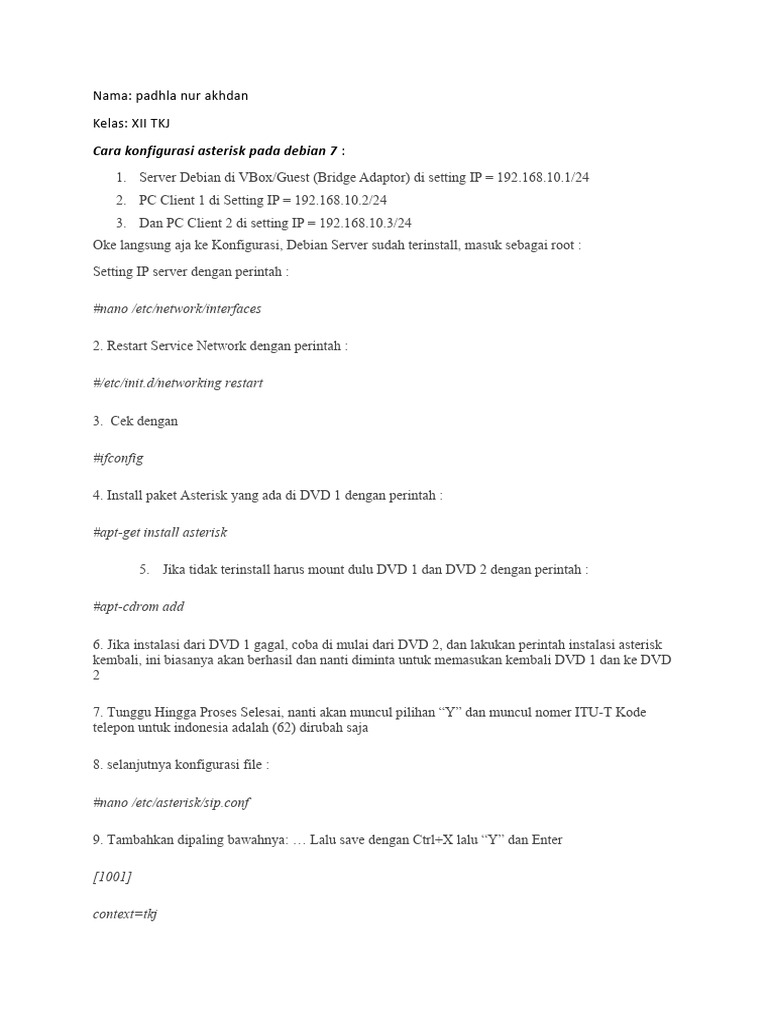 Konfigurasi Asterisk Deb7 | PDF