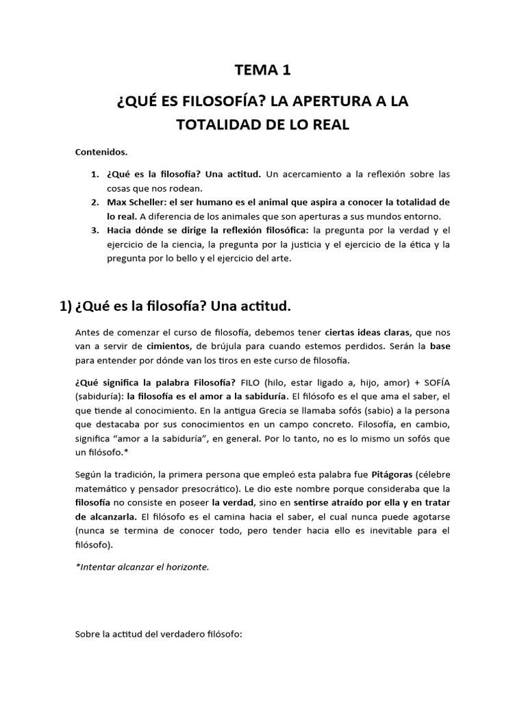 Tema 1 Quã Es Filosofã A La Apertura A La Totalidad de Lo Real 4 | PDF | Conocimiento | Verdad