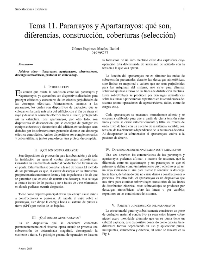 Pararrayos y Apartarrayos. Qué Son, Diferencias, Coberturas (Selección), Construcción | PDF ...