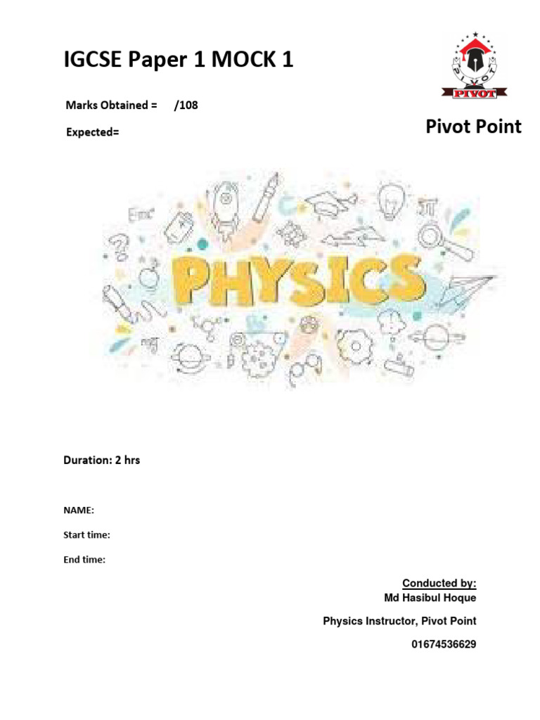 Physics Mock 1 Paper 1 | PDF