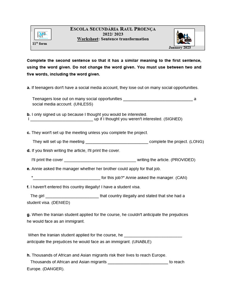 11th Grade Sentence Transformations | PDF | Asylum Seeker | Refugee