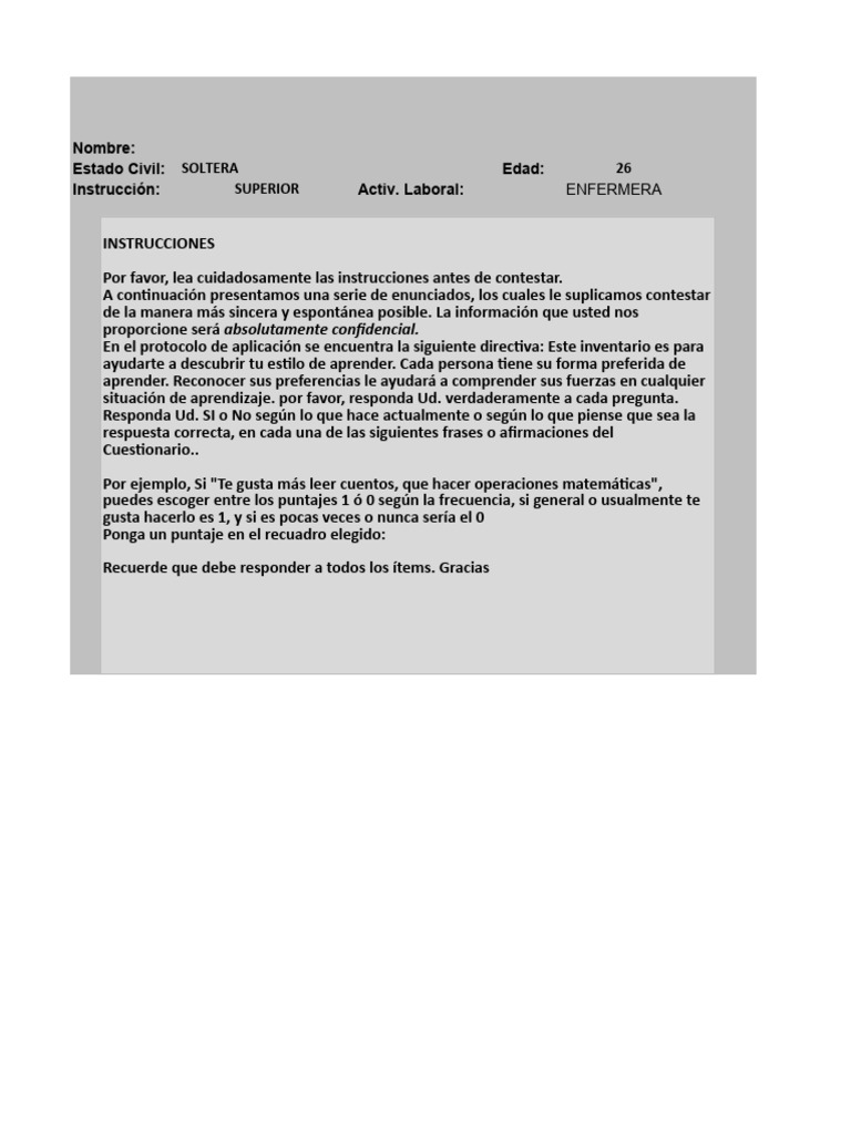 Test de Chaea - Estilos de Aprendizaje | PDF | Intuición