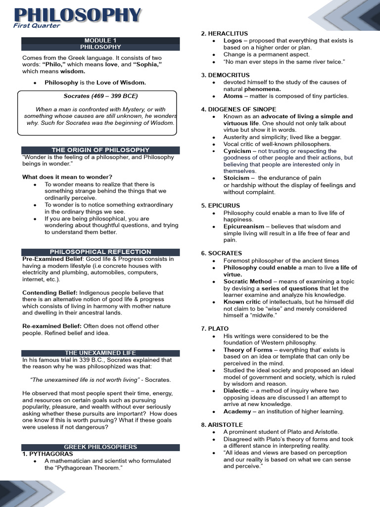 Q1 Philo Rev Complete | PDF | Knowledge | Reason