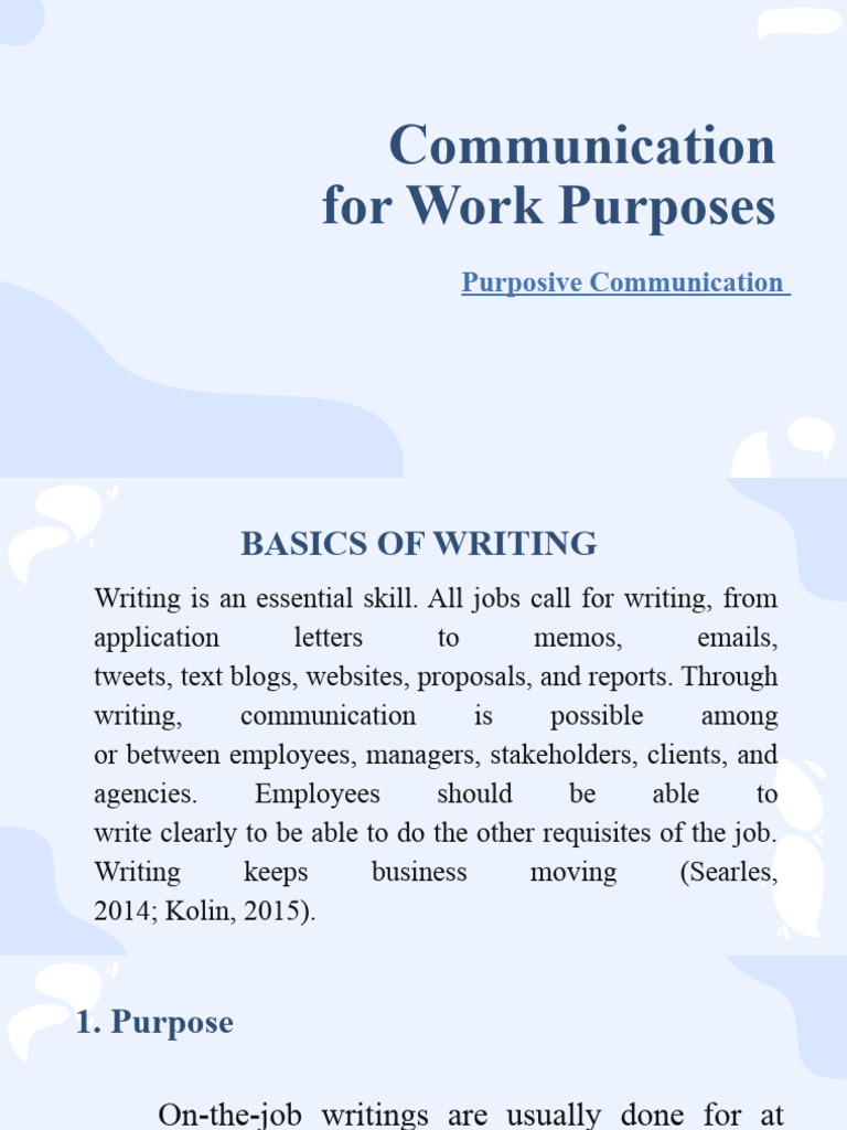 Communication For Work Purposes | PDF | Memorandum | Communication