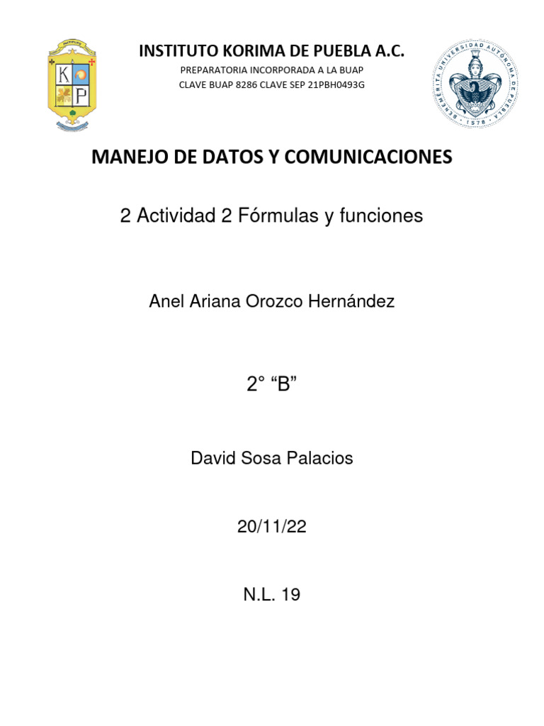AAOH - 2B - 2 Actividad 2 | PDF | Hoja de cálculo | Informática