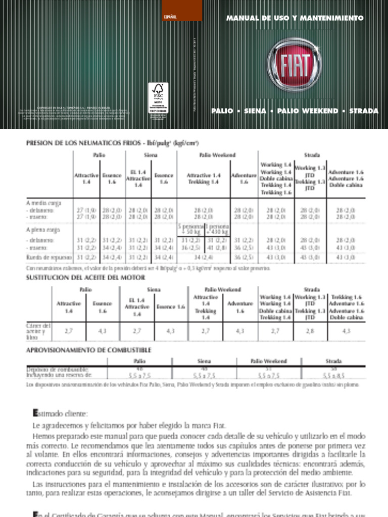 Fiat Palio Siena Strada Week Manual Usuariopdf | PDF