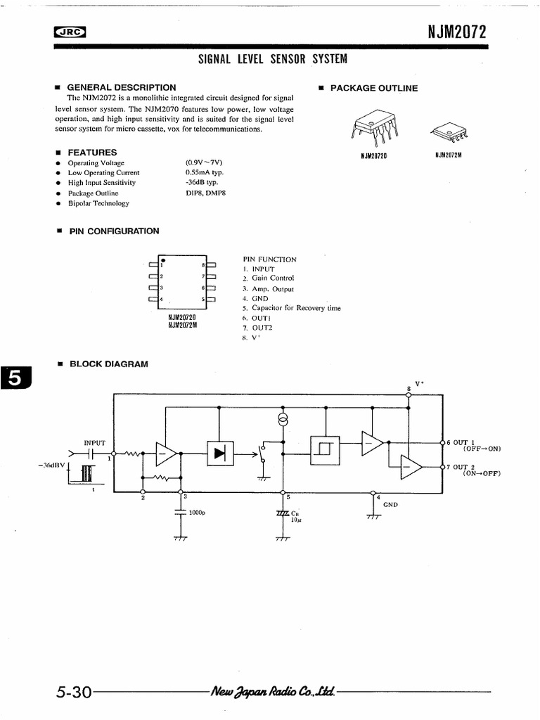 NJM2072 (Signal Level Sensor System) | PDF