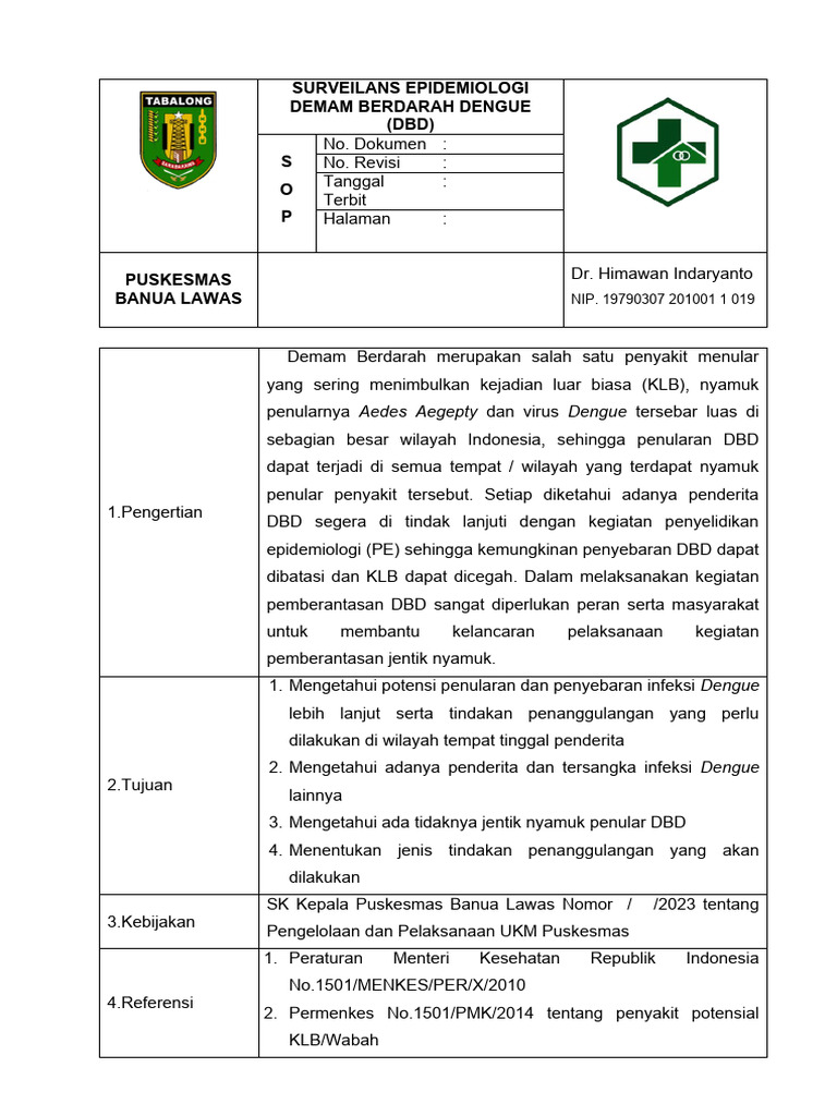 SOP Surveilans DBD | PDF | Sains & Matematika