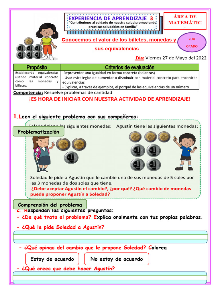 Ficha 2do Grado 27 de Mayo -Matemática | PDF | Cognición