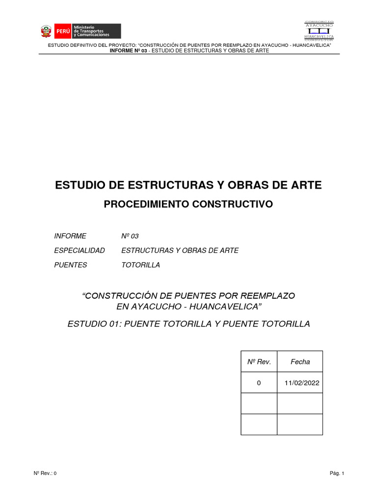 Inf03 Est01-PC-Pte Totorilla Estructuras.R0 | PDF | Hormigón | La carretera