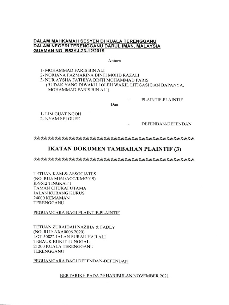 Ikatan Dokumen Tambahan Plaintif 3 | PDF
