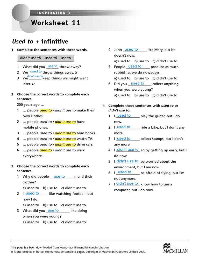 Used To Exercises | PDF