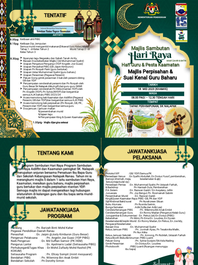 Template Buku Program Hari Raya SK Nalapak 2023-24 | PDF