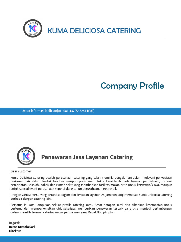 Company Profile Kuma Deliciosa Catering 2023 (Esti) | PDF