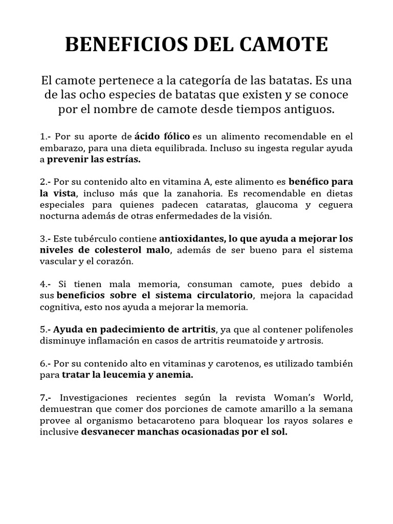 Beneficios Del Camote | PDF