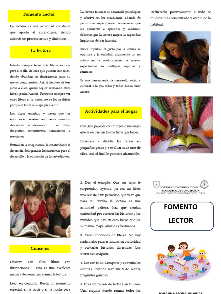Triptico Fomento Lector 2020 | PDF | Aprendizaje | Ciencia cognitiva
