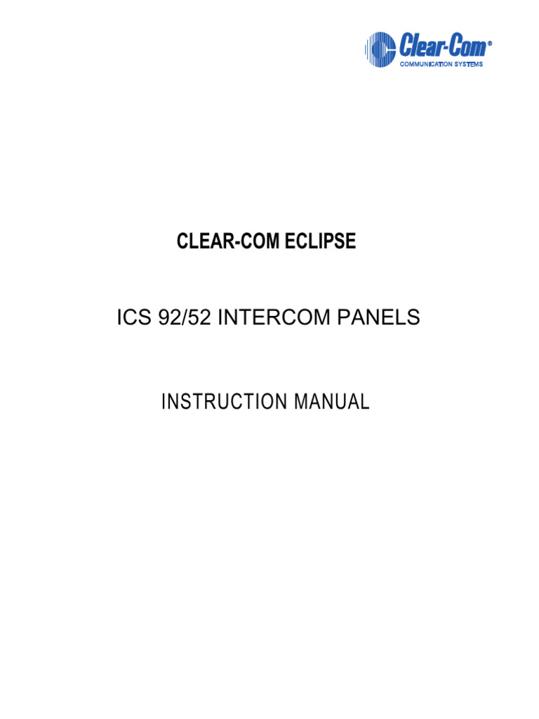 ICS-92 - 52 Intercom Station - Book - Clear-Com | PDF | Headphones | Ac ...