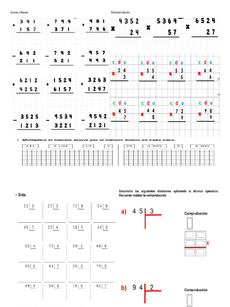 Suma y Resta Multiplicación | PDF