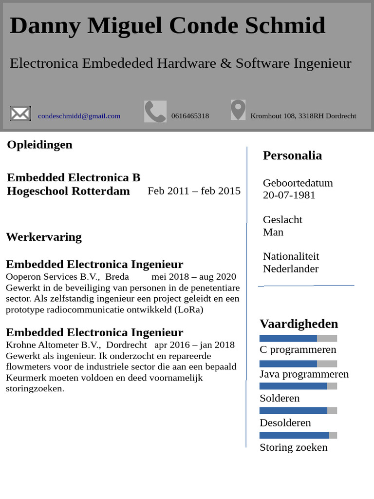 CV Van DM Conde Schmid | PDF