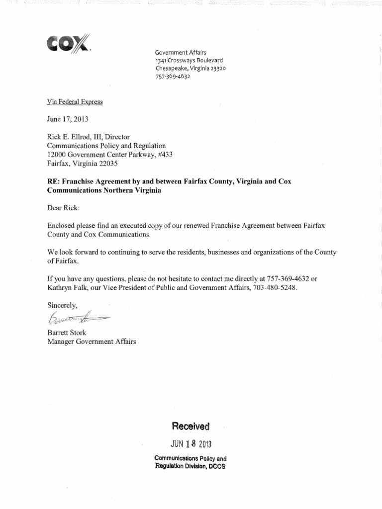 Cox Communications Franchise Agreement | PDF | Cable Television | Taxes