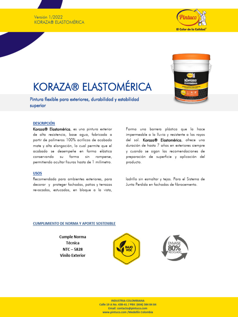 Koraza-Elastomerica | PDF | Pintar | Ciencia de los Materiales