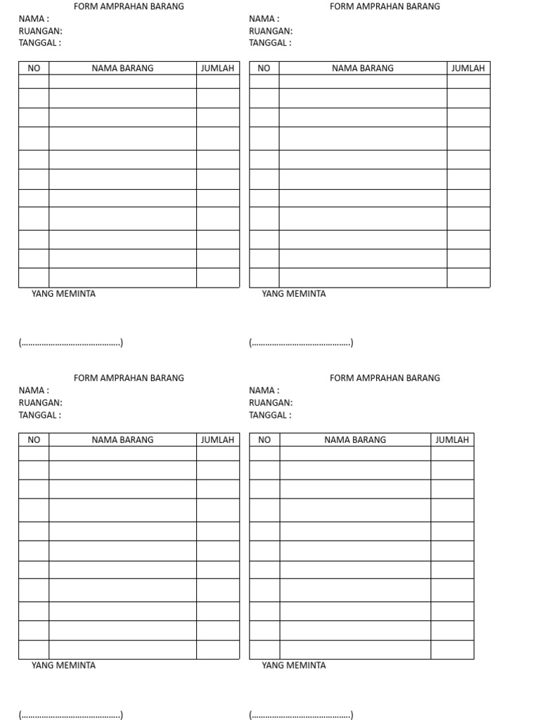 Form Amprahan Barang | PDF