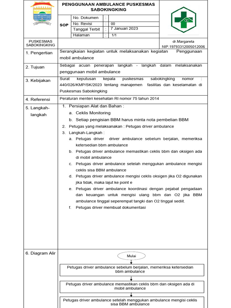 Sop Penggunaan Ambulance | PDF