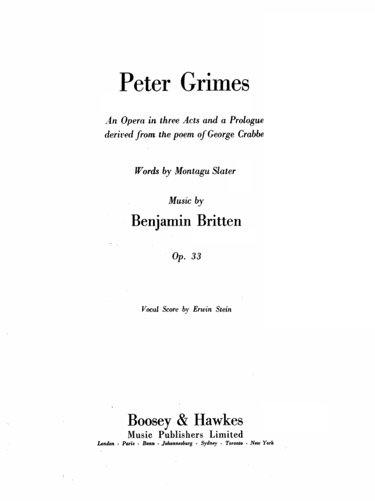 Britten - Peter Grimes - Vocal Score - Compressed | PDF