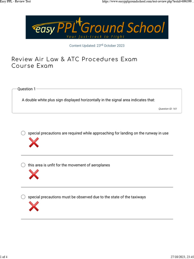 Easy PPL - Review Exam-8 | PDF | Transponder (Aeronautics) | Air ...