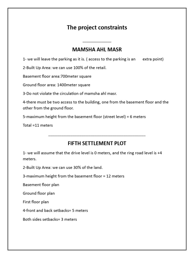 Project Constraints for MAMSHA AHL MASR | PDF