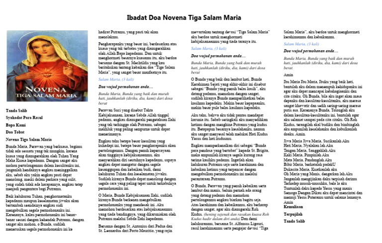 Ibadat Doa Novena Tiga Salam Maria | PDF