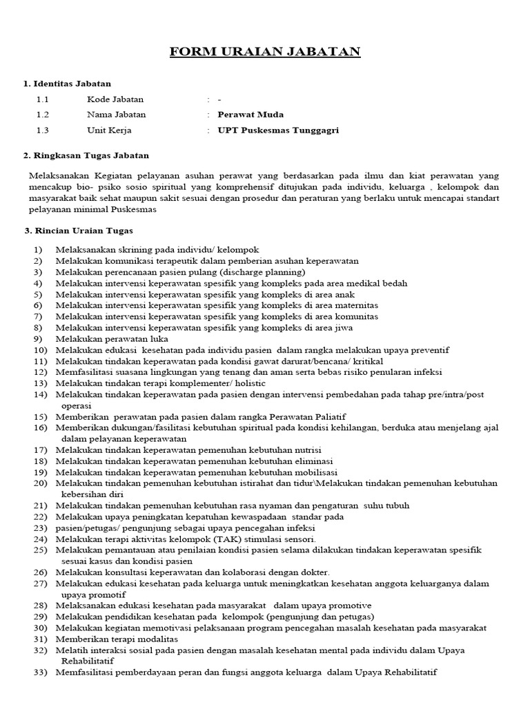 Anjab Perawat Ahli Muda 2021 | PDF | Kesehatan Holistik