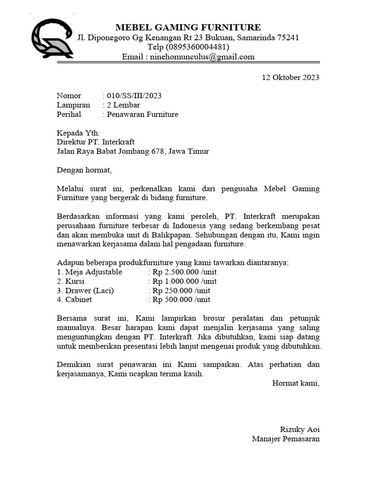 RWP-Surat Penawaran Harga (SPH) | PDF | Griya & Taman