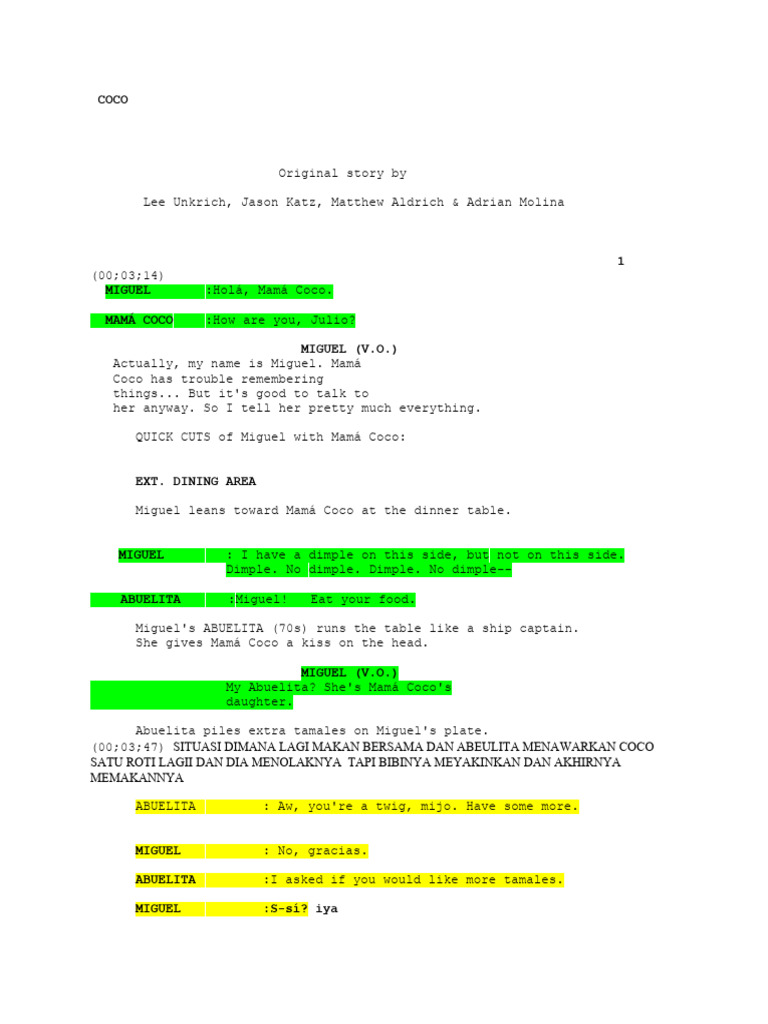 SCRIPT COCO (Autosaved) NEW | PDF