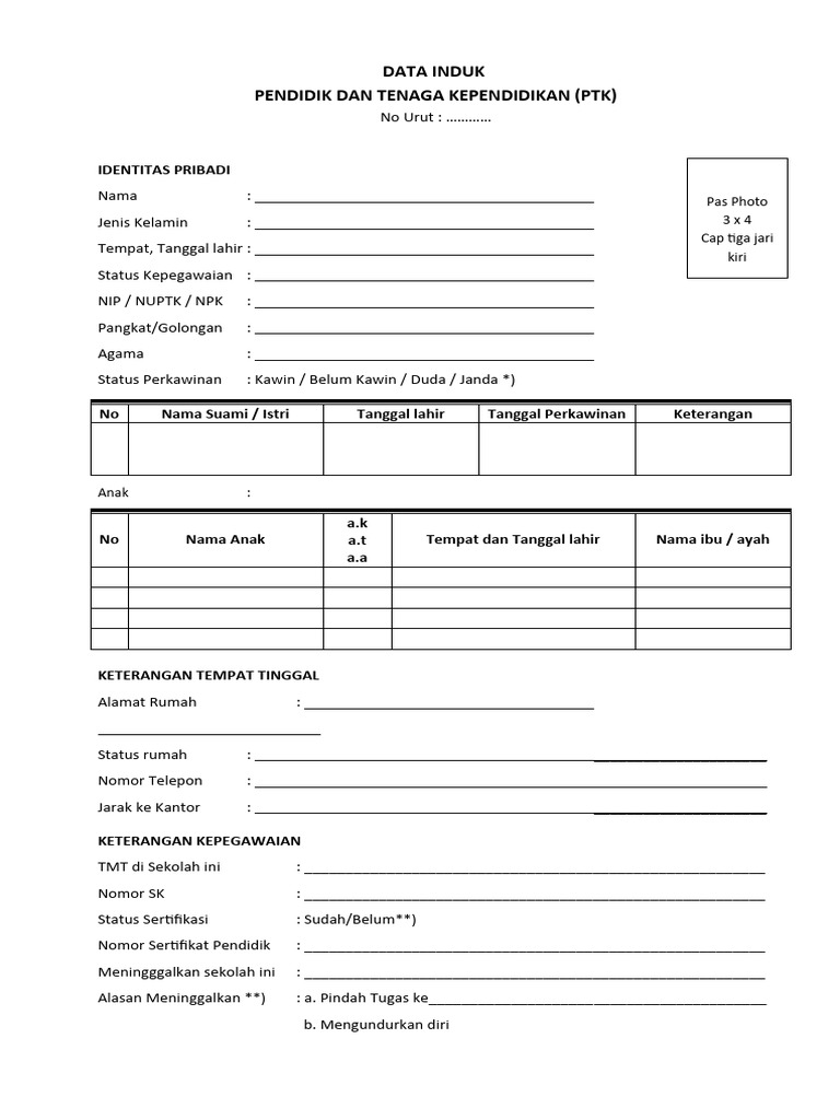 Buku Induk Guru PTK | PDF