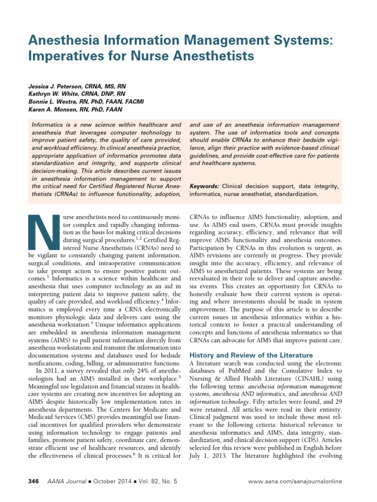 Anesthesia Information Mgmtsys 1014 Pp346 351 Download Free Pdf