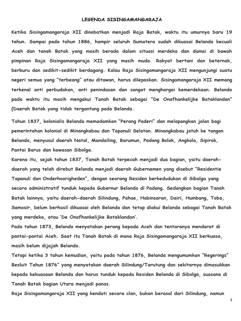Legenda Perjuangan Sisingamangaraja XII | PDF | Sejarah