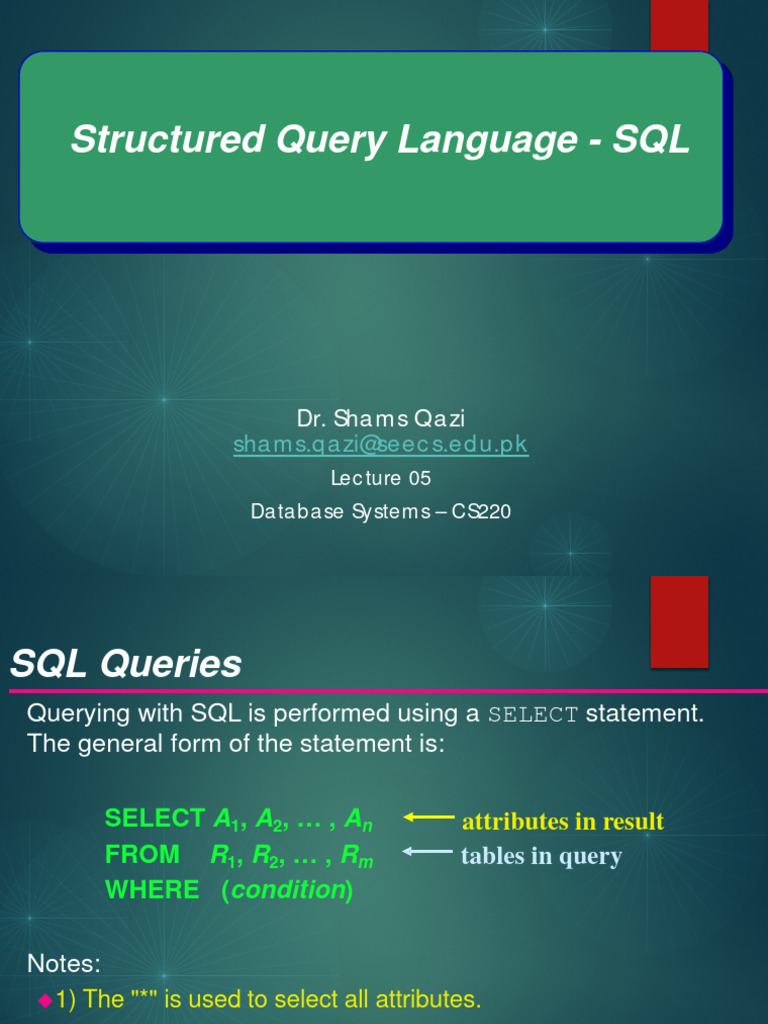 DBMS Lecture05 | PDF | Relational Model | Sql
