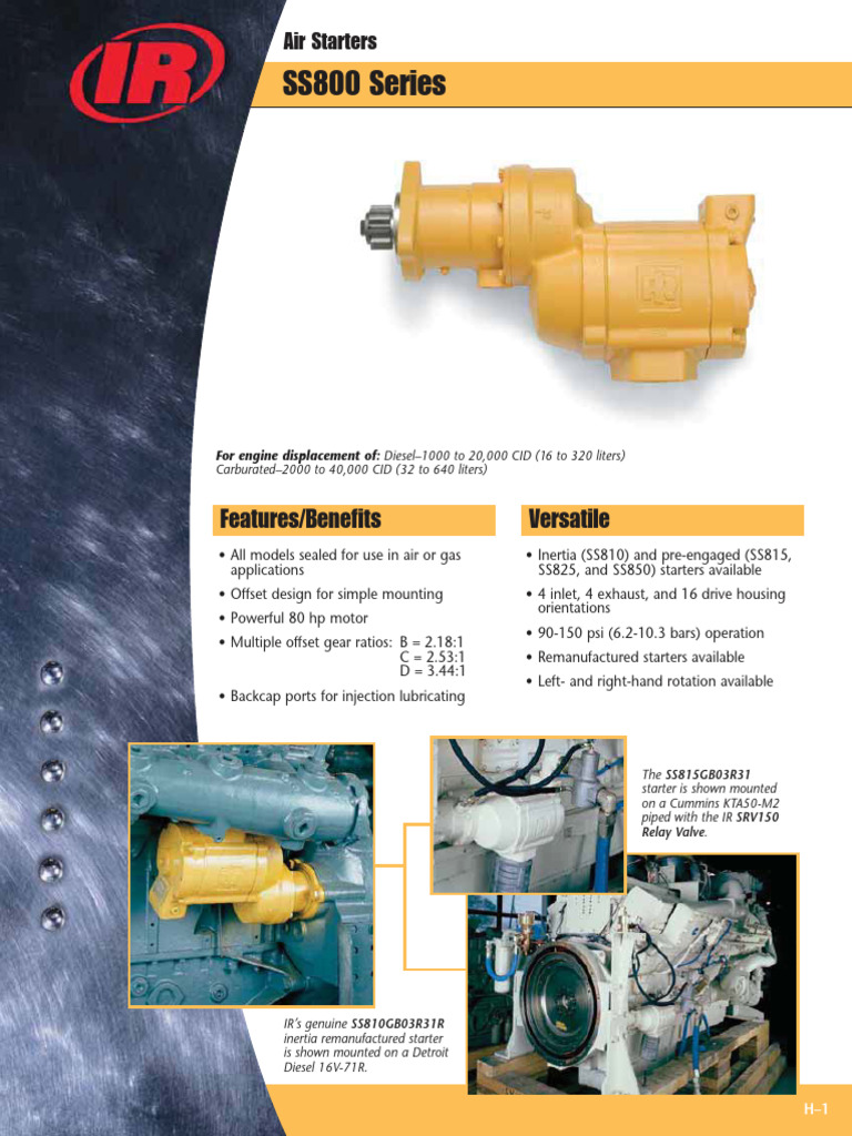 Engine Starting SS800 | PDF | Valve | Horsepower