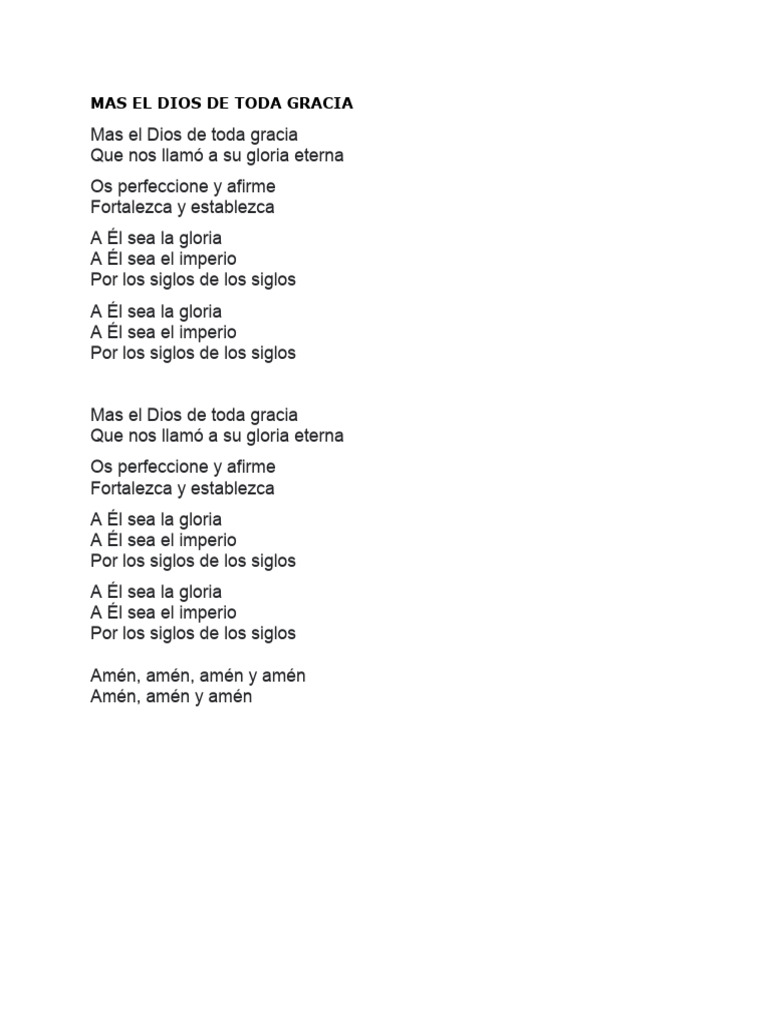 Mas El Dios de Toda Gracia-Letra | PDF