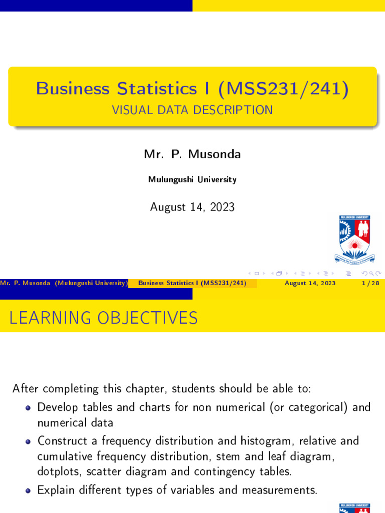 MSS231-241 Lecture 2 | PDF | Histogram | Chart