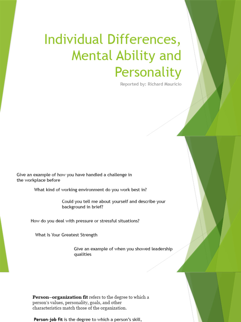 Individual Differences, Mental Ability and Personality | PDF | Intelligence | Perception