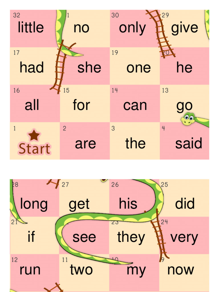 Sight Words Snakes Ladders Blank | PDF