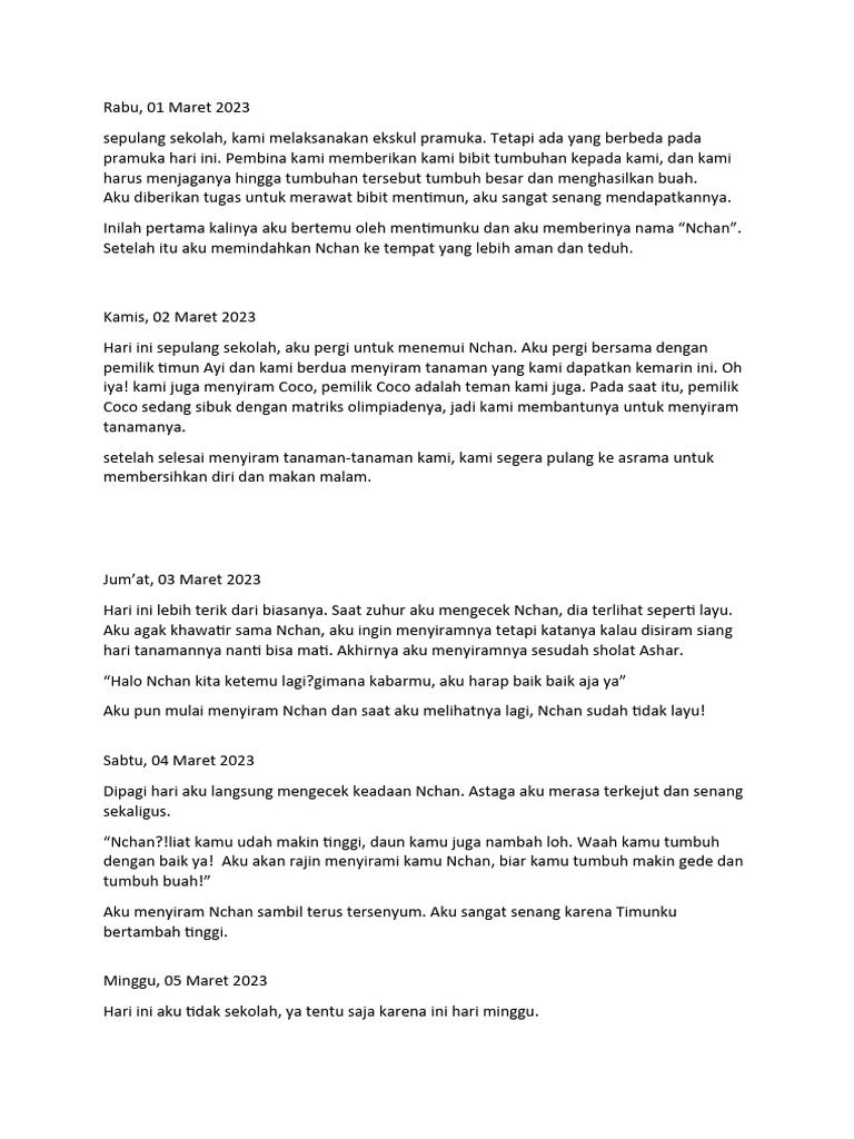 Contoh Diary Dengan Tanaman | PDF