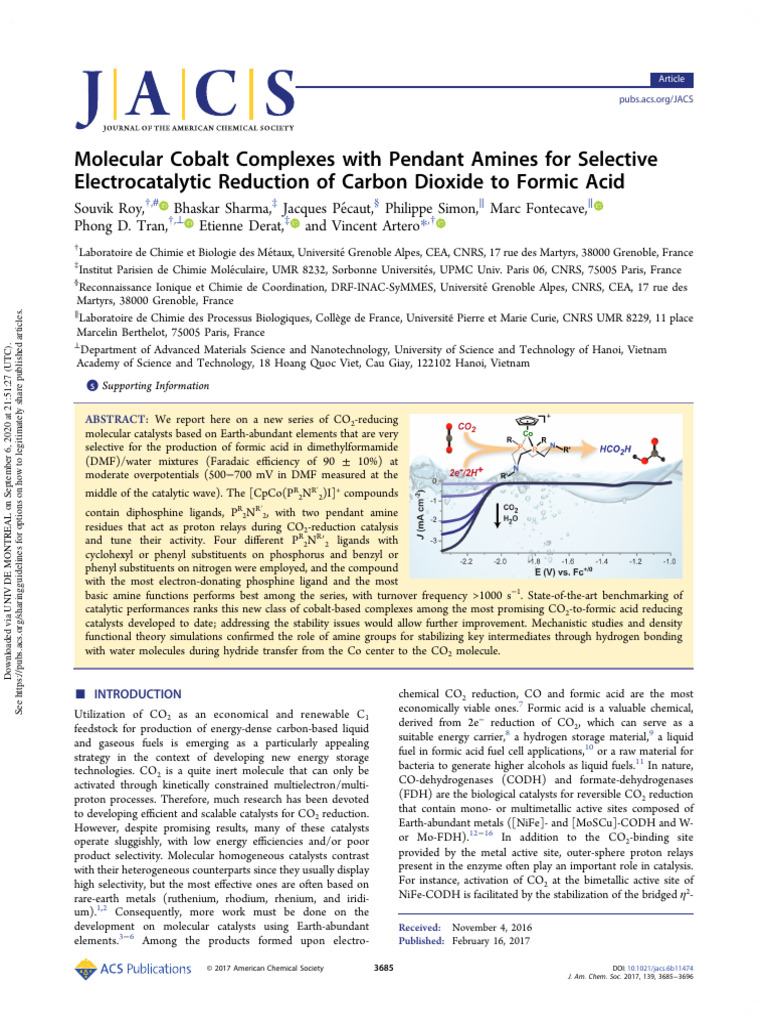 2017 Molecular Cobalt Complexes With Pendant Amines For Selective | PDF ... 2017 Molecular Cobalt Complexes With Pendant Amines For Selective | PDF ...