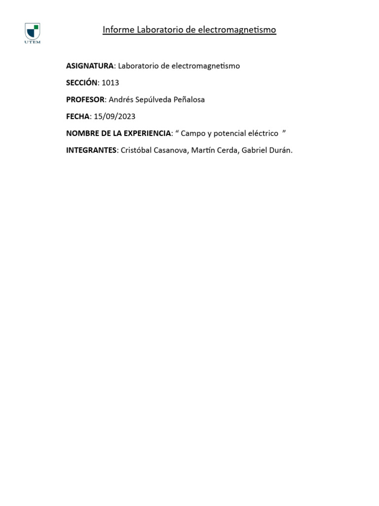 Informe 3 Final | PDF | Campo eléctrico | Experimentar