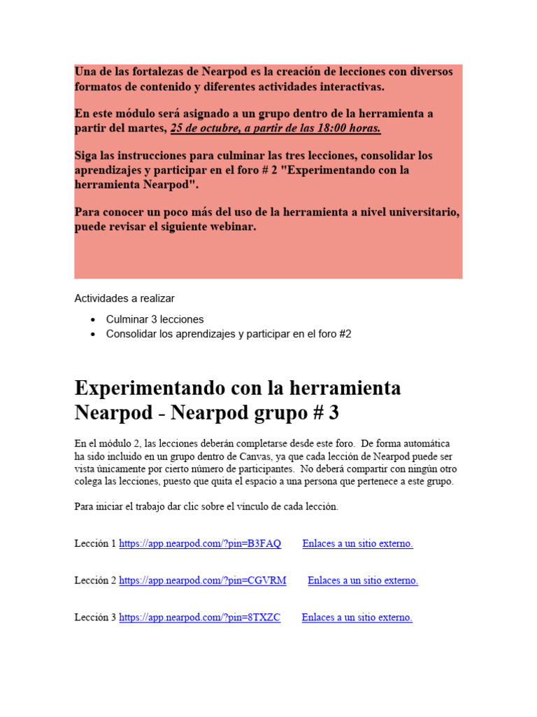 Actividad en Nearpod | PDF
