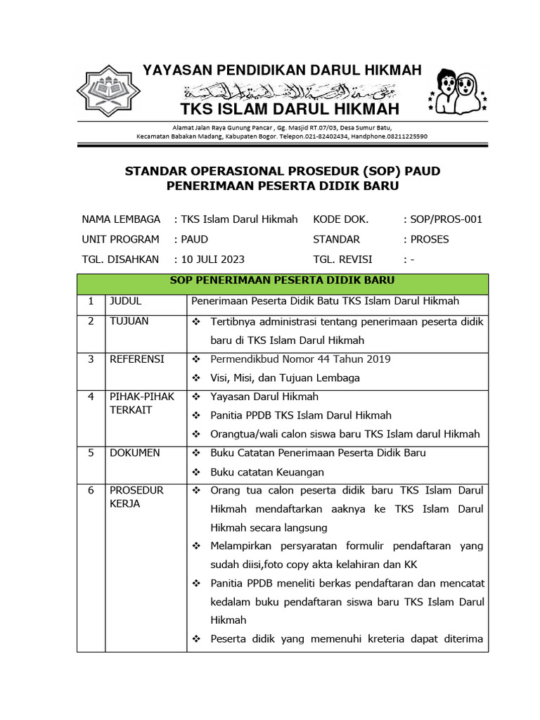 Sop PPDB | PDF | Karier & Perkembangan