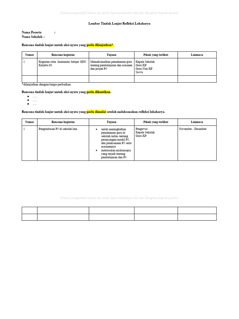 Lembar Tindak Lanjut Refleksi Lokakarya_Pembelajaran Dan Asesmen_Yohanes Ragil Pranistyawan_SDN ...